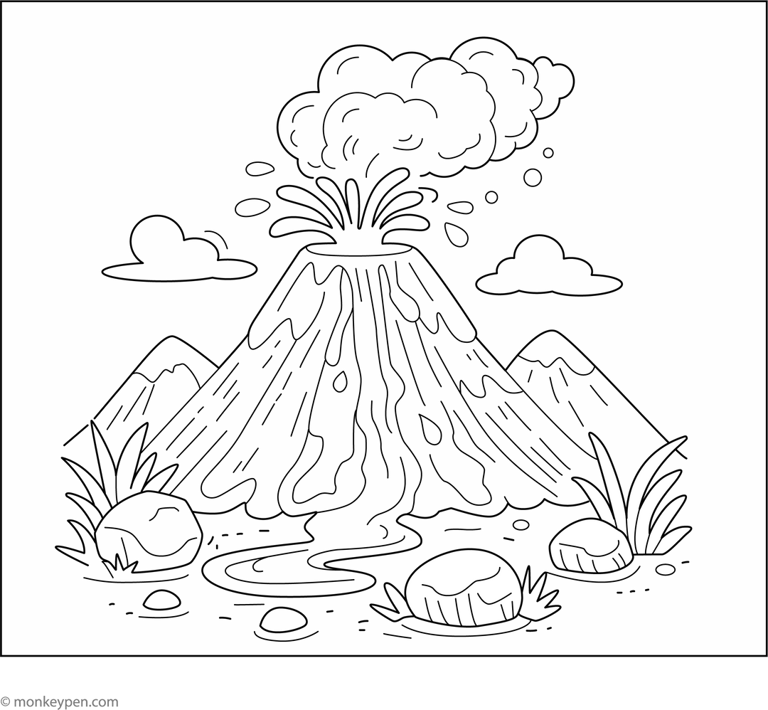 Volcanic Eruption Coloring Page