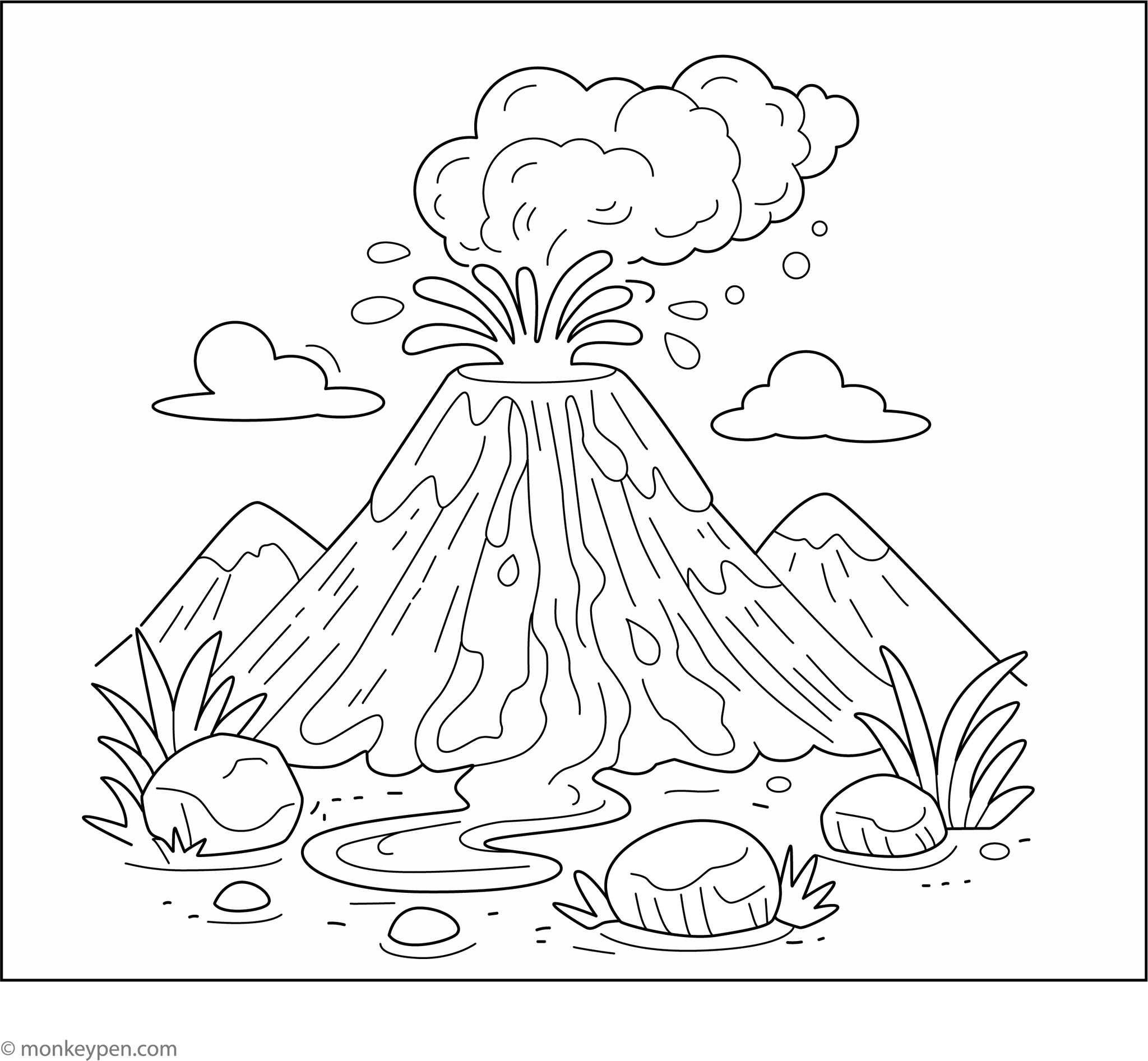 Volcanic Eruption Coloring Page