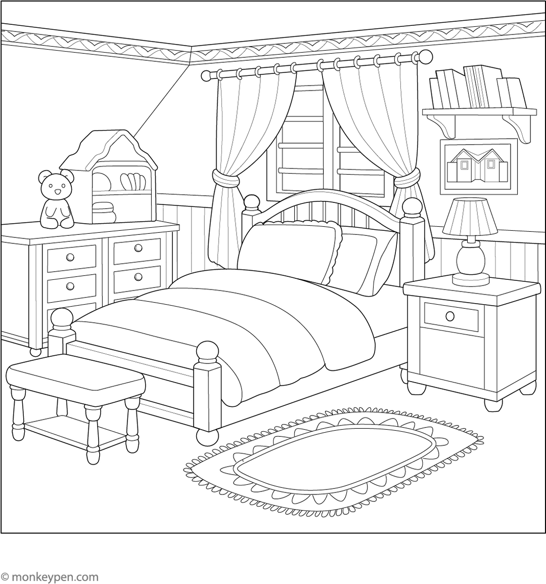 Bedroom Coloring Page