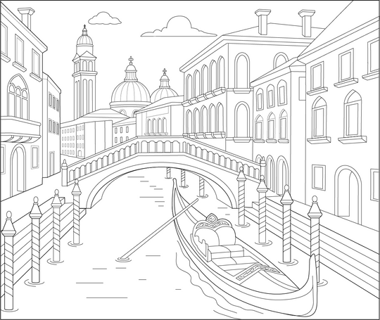 Venice Canal Coloring Page – Free Printable PDF for Kids