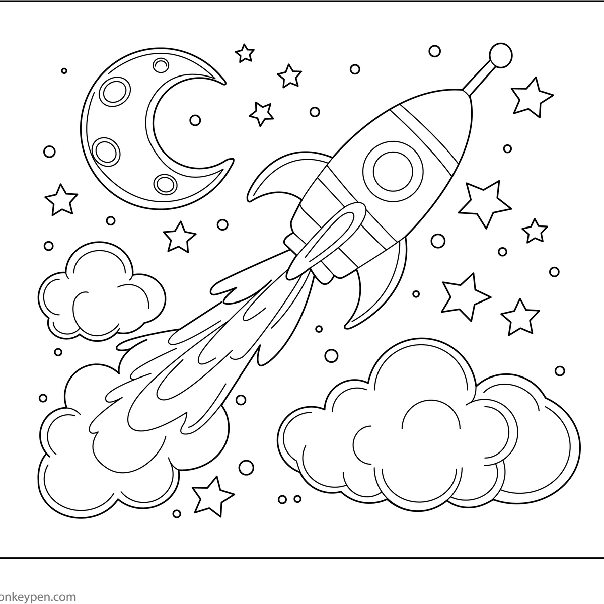 Rocket Launch Coloring Page - Free Coloring Page PDF