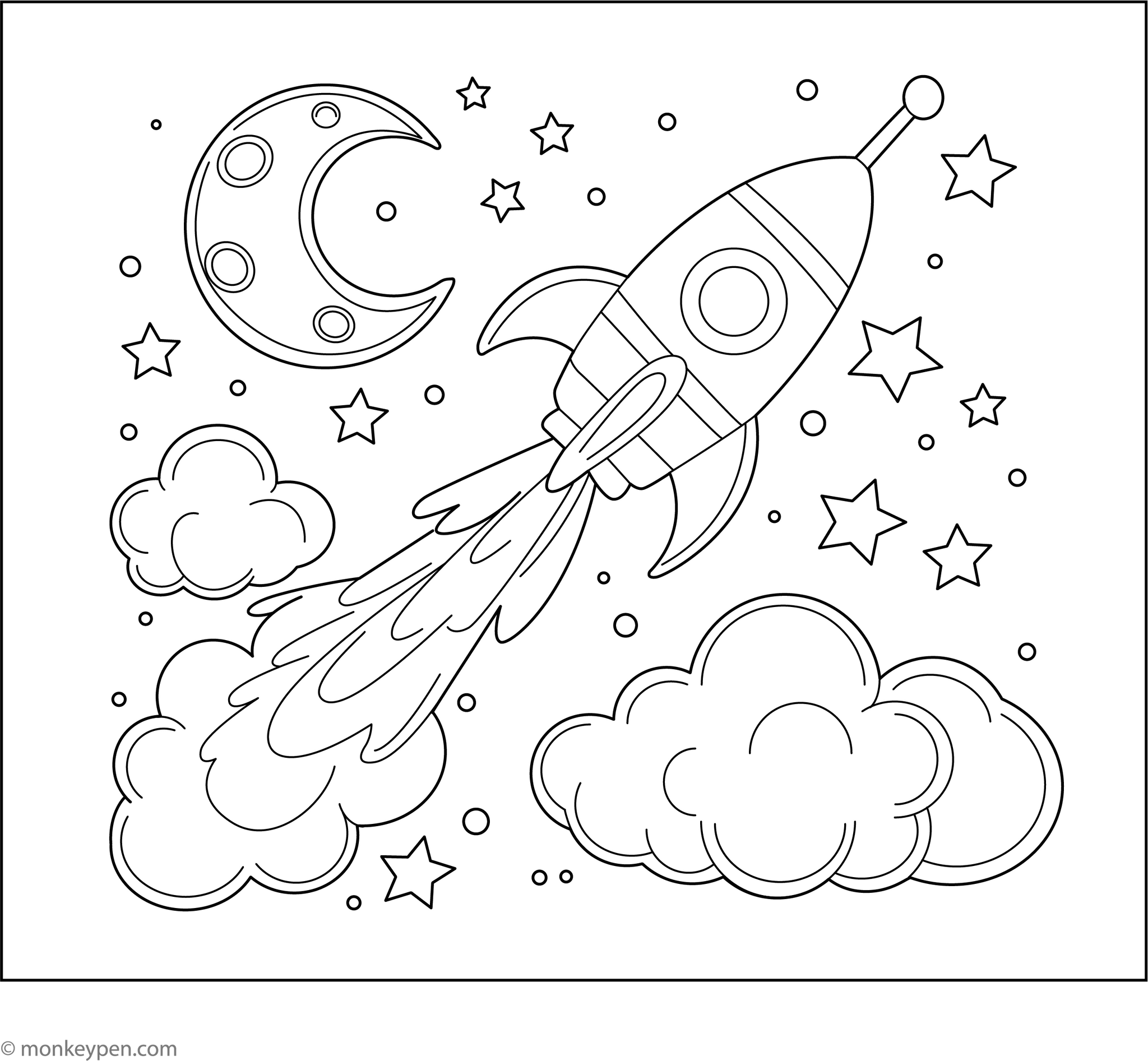 Rocket Launch Coloring Page - Free Coloring Page PDF