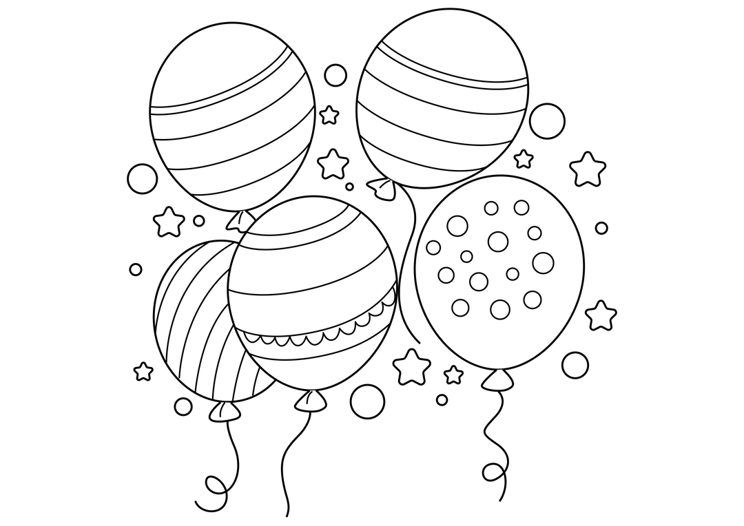 Birthday Balloons Coloring Image