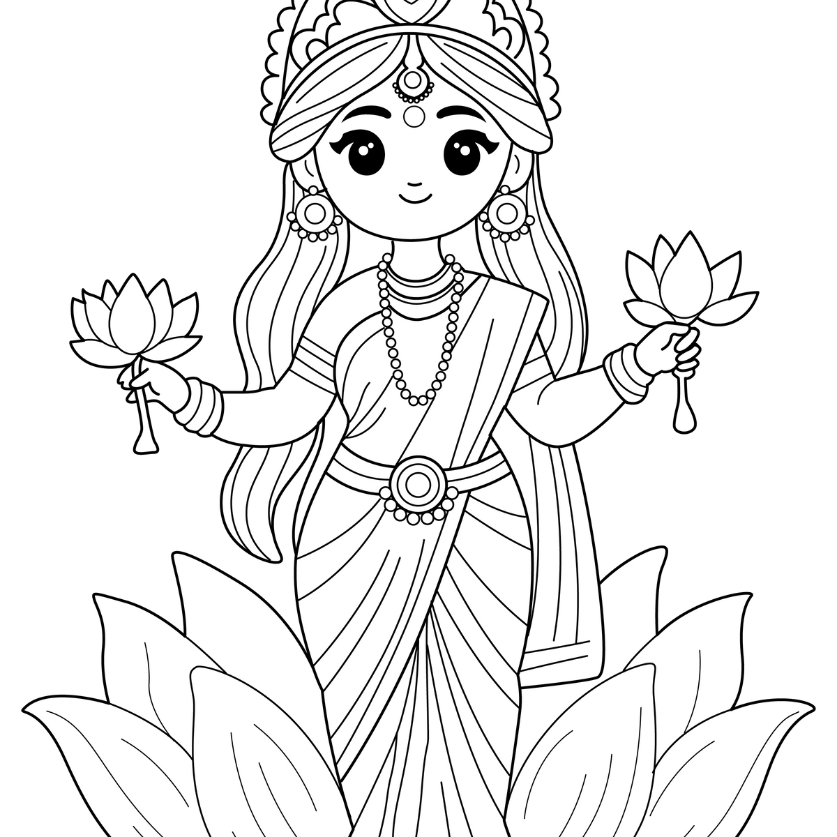 Goddess Lakshmi Colouring Page | Free Colouring Book for Children ...