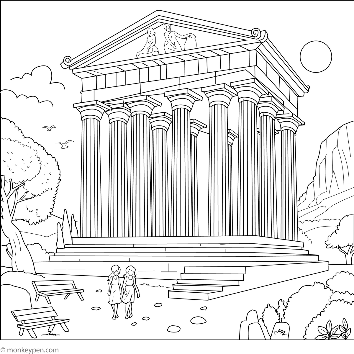 Temple Of Olympian Zeus Coloring Page