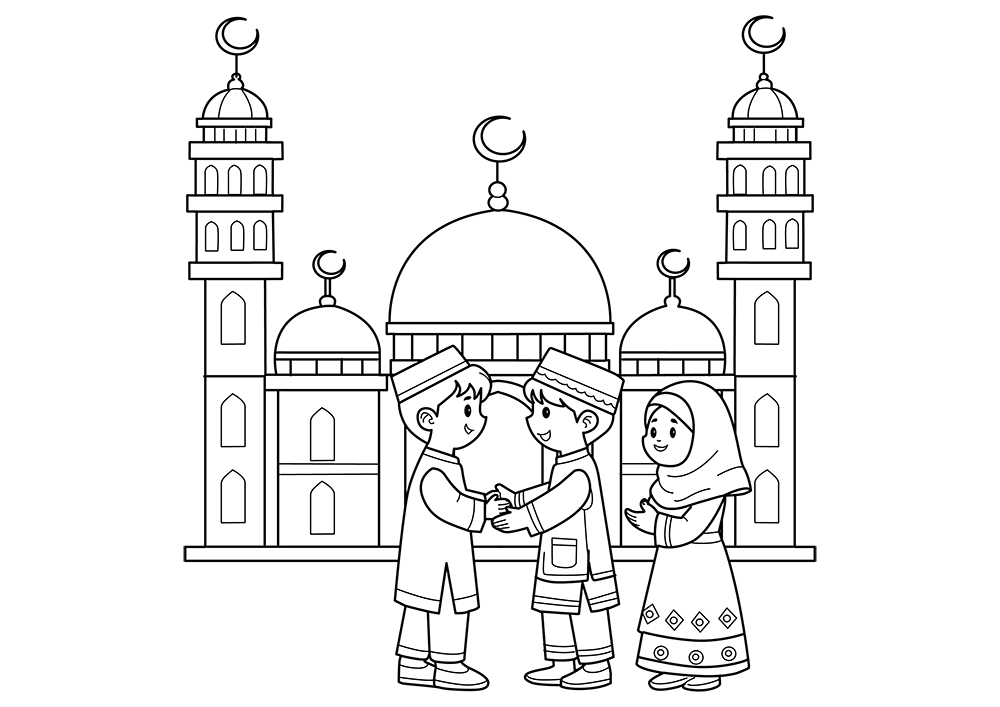 Eid Mubarak Coloring Page – Festive and Fun Printable for Kids