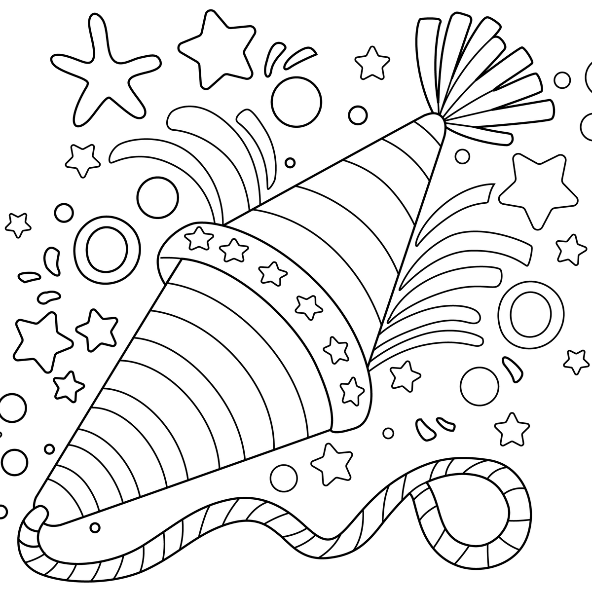 Birthday Party Popper Coloring Picture