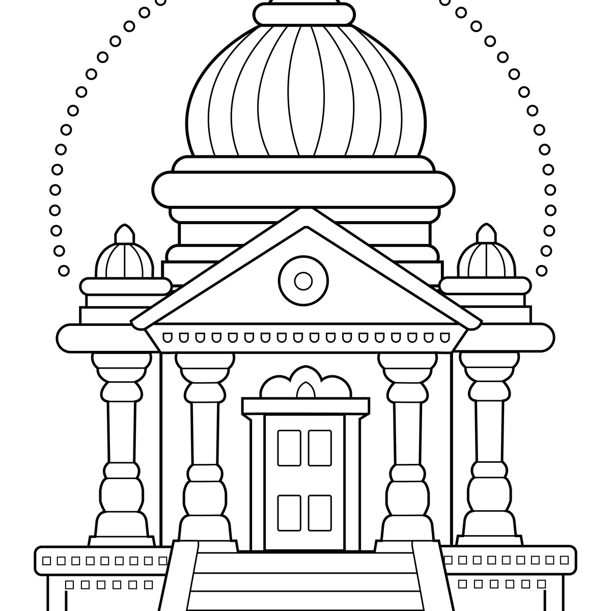 Hindu Temple Coloring Page – Creative and Fun Printable for Kids