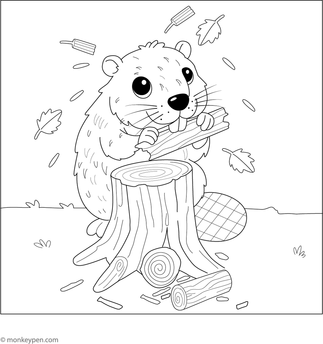 Beaver Coloring Book – Free Printable PDF