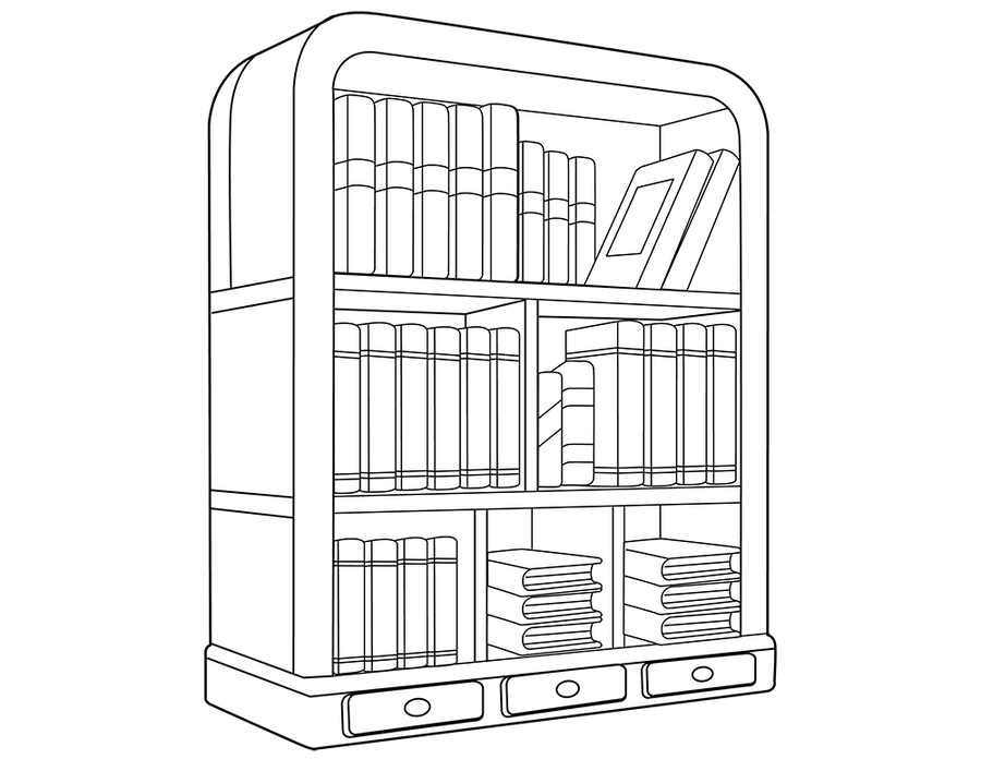 Book Shelf Coloring Page – Free Printable PDF for Kids Fun