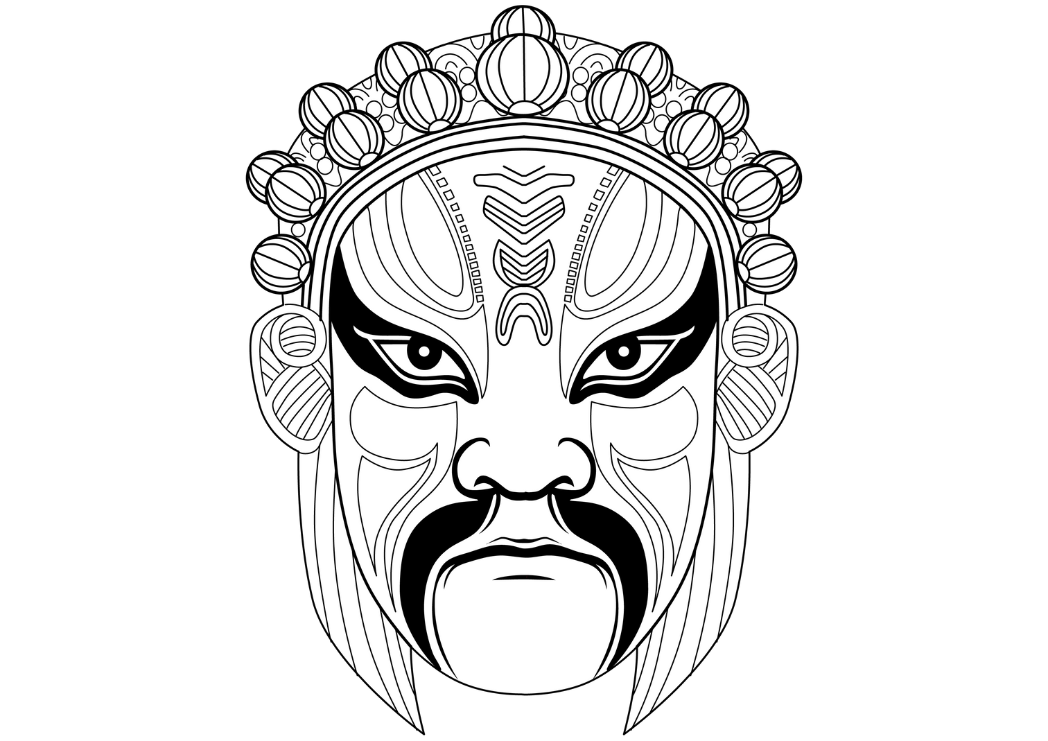 Chinese Opera Mask Coloring Page