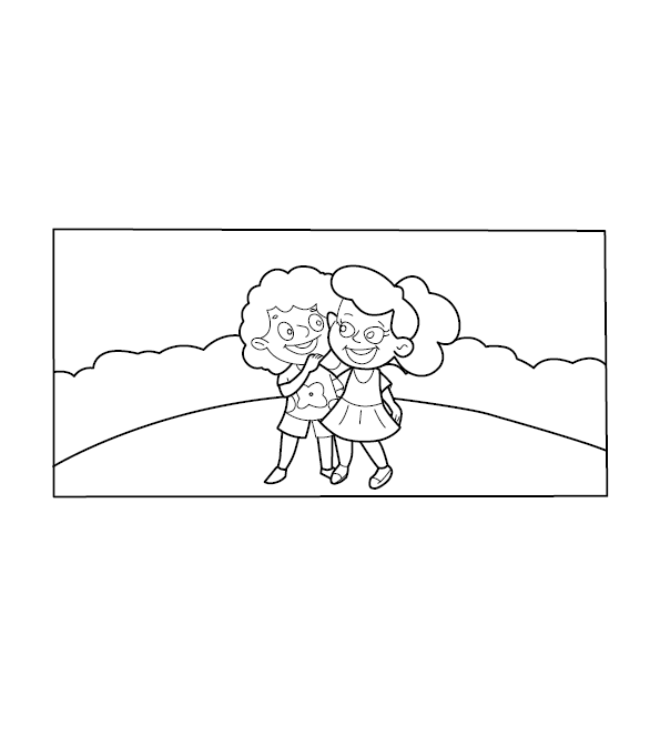 Laughing Kids Coloring Page – Free Printable PDF for Fun