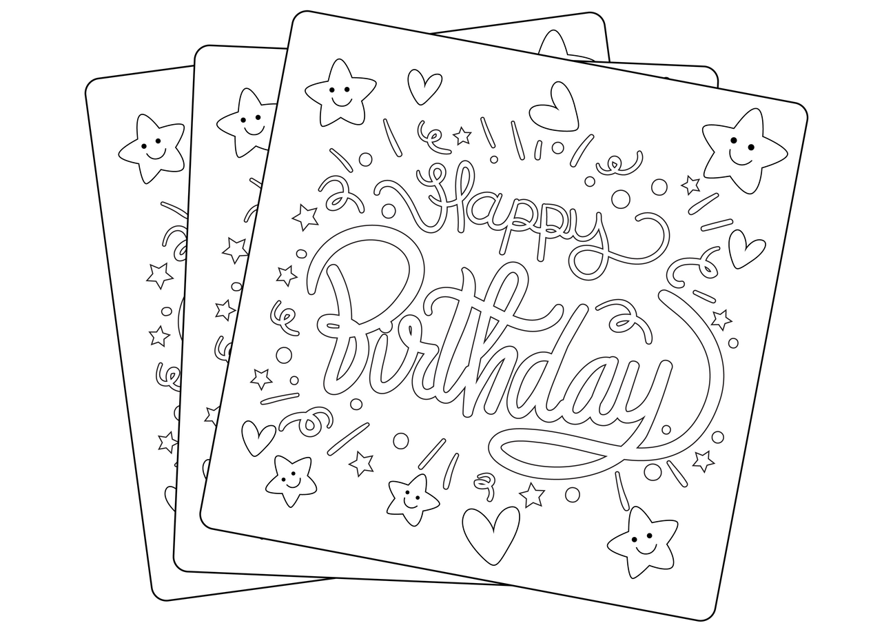 Birthday Cards – Coloring Book Page