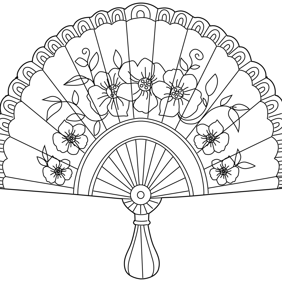 Chinese Hand Fan Coloring Page