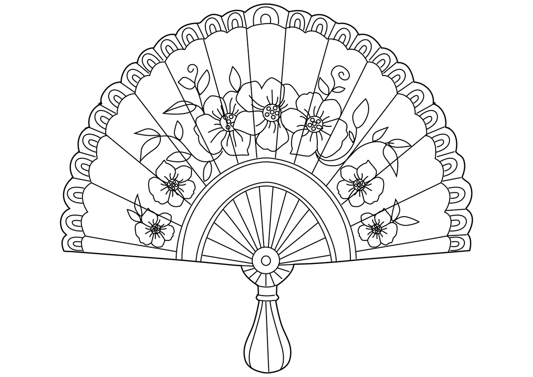 Chinese Hand Fan Coloring Page