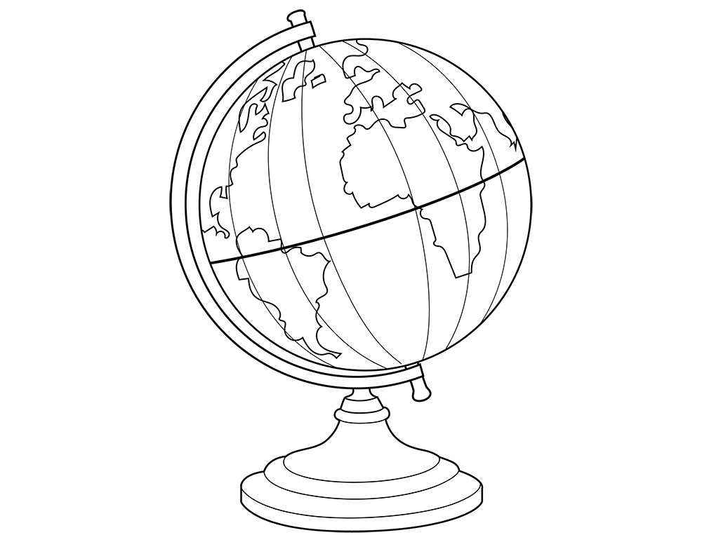 Globe Coloring Page – Free PDF for Kids to Print & Color