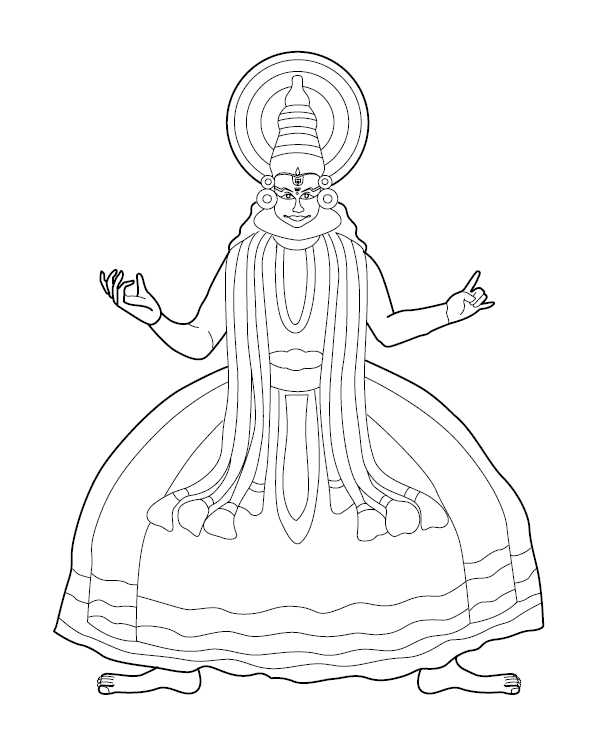 Free Printable Kathakali Coloring Picture – Fun for Kids