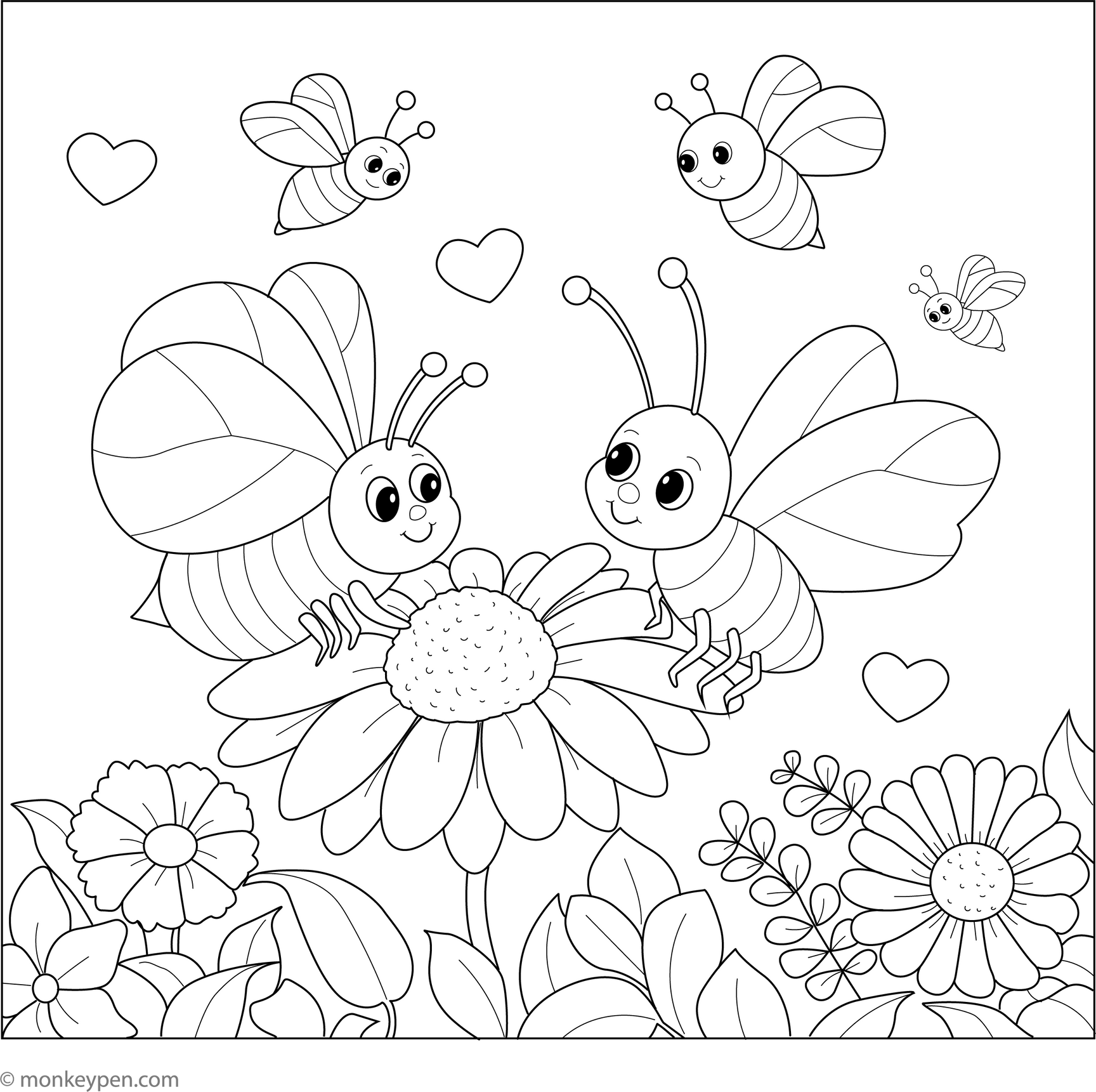 Bees Coloring Book - Free Printable PDF for Kids