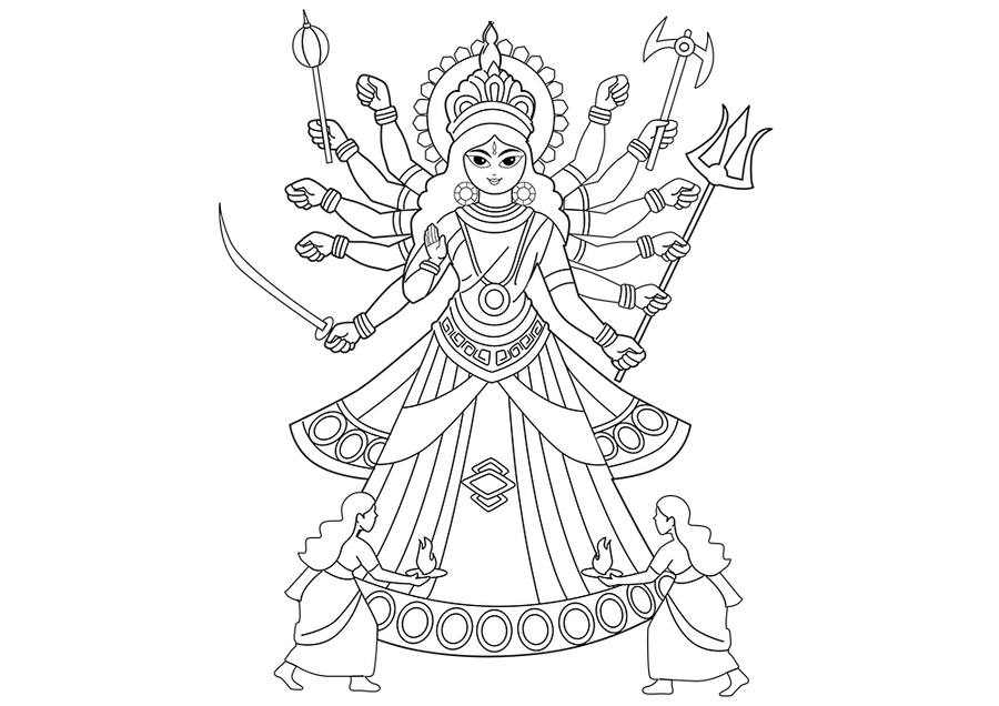 Durga Pooja Coloring Page – Free Printable PDF for Kids