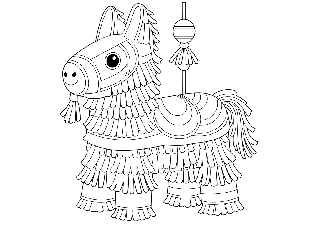 Free Printable Pinata Toy Coloring Image for Kids