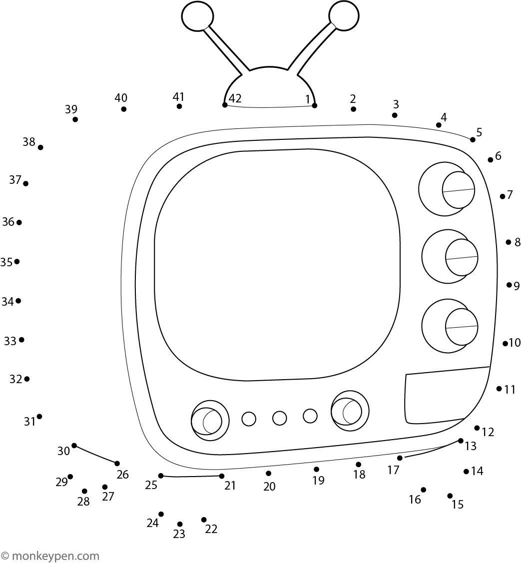 Television | Fun Dot-to-Dot Activity and Coloring Page for Kids