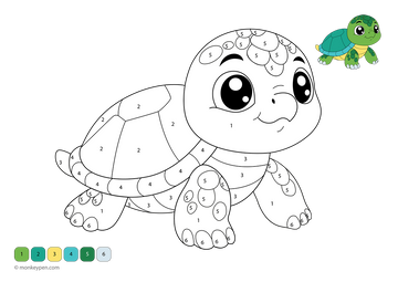 Turtle Color by Number Printable – Downloadable PDF for Kids