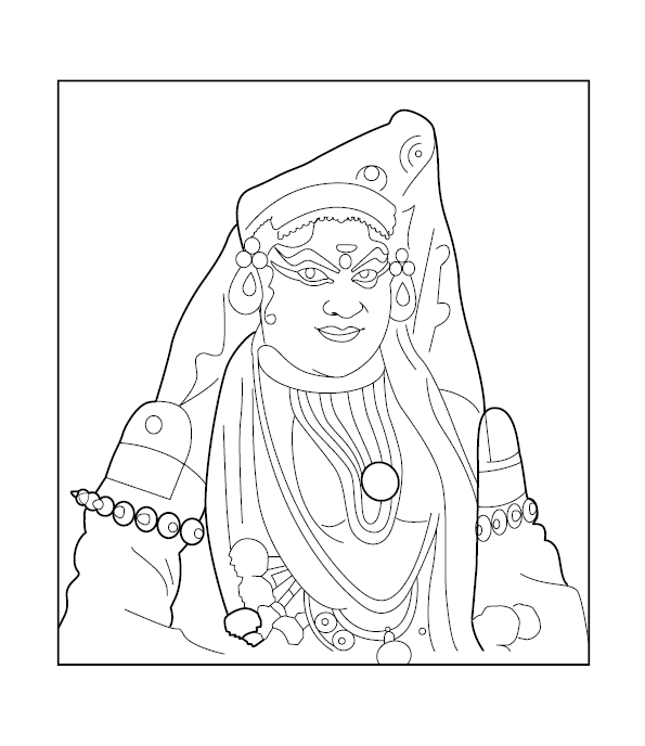 Kathakali Coloring Picture – Free PDF for Kids to Print & Color