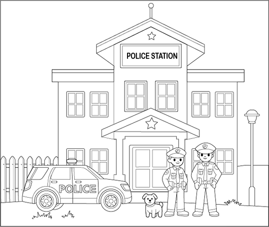 Police Station Coloring Page - Printable Page PDF