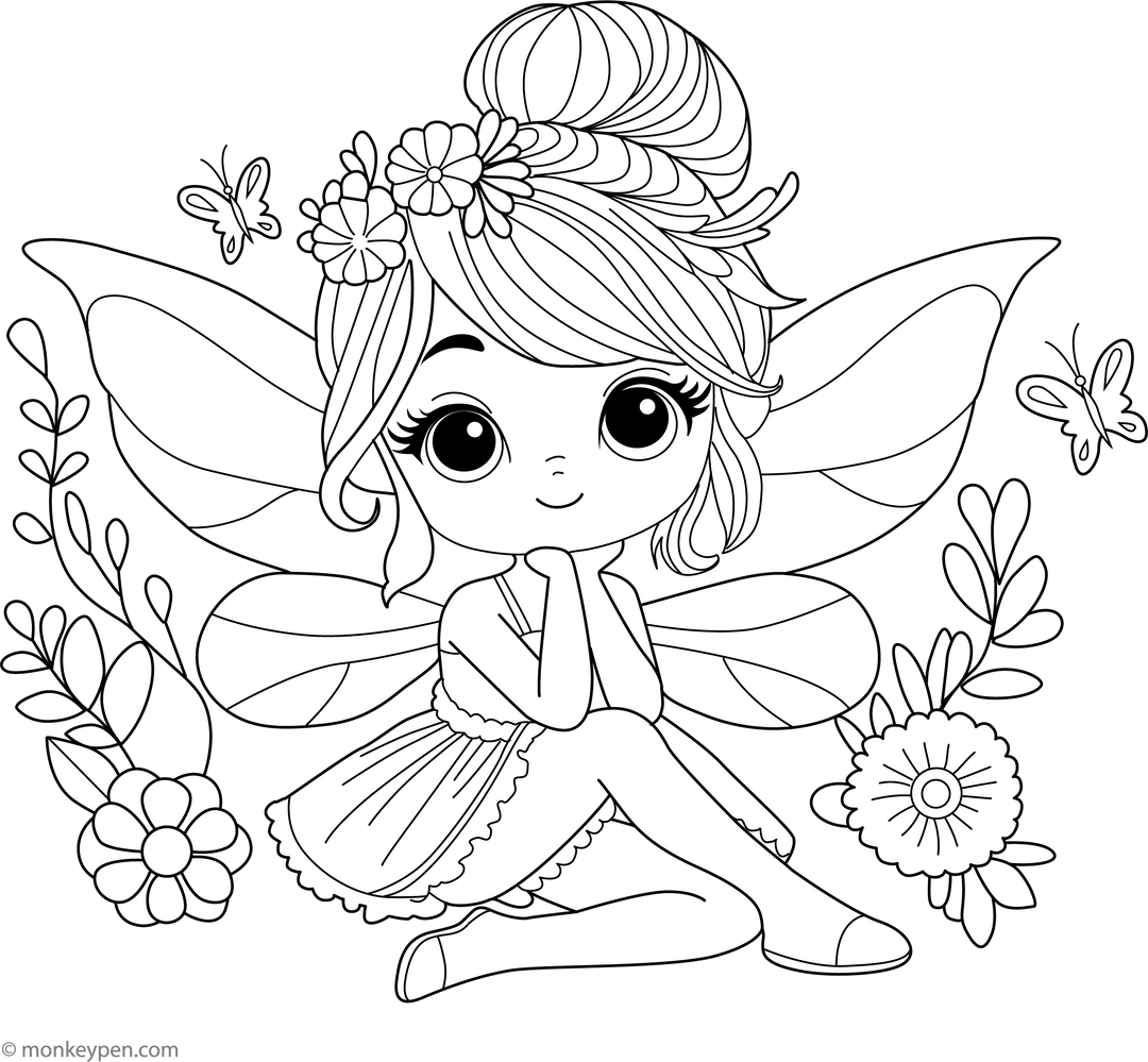 Cute Fairy Coloring Page