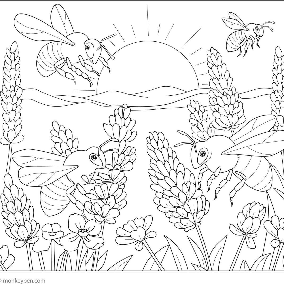 Free Printable Bees Coloring Book