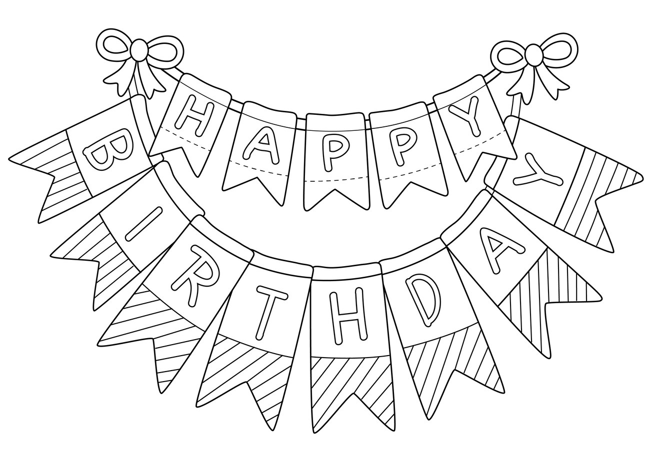 Birthday Banner Coloring Sheet