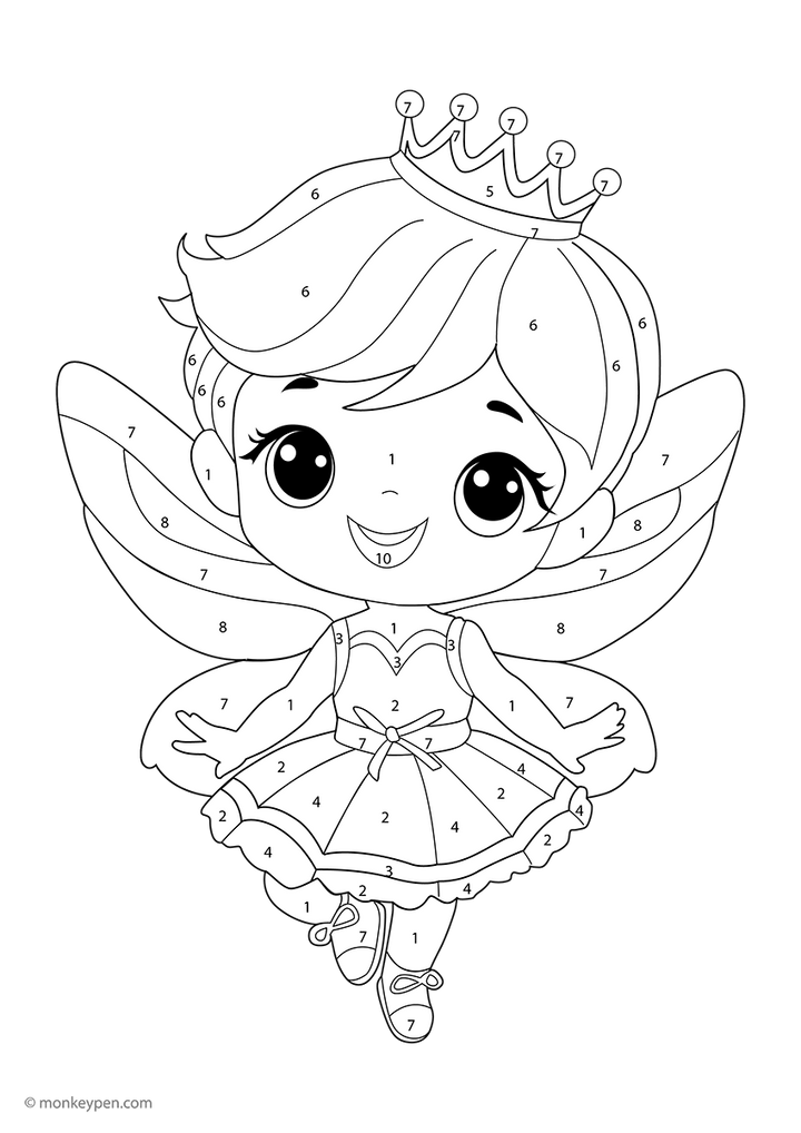 Fairy Color by Number – Free Printable Downloads