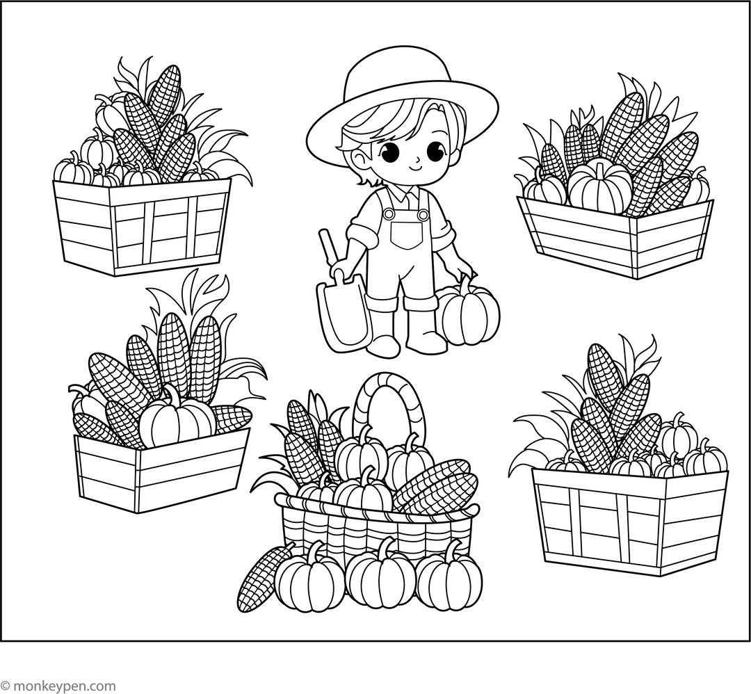 Autumn Harvest Coloring Page – Free Printable PDF for Kids