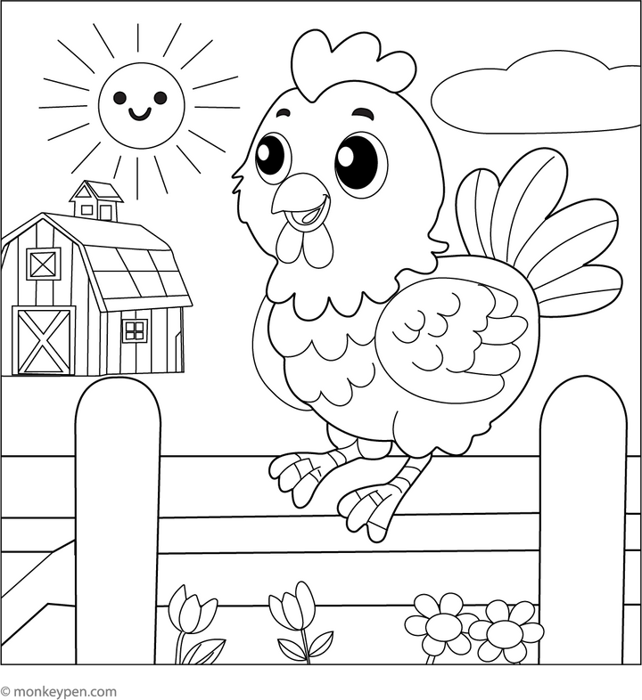 Chicken Coloring Book | Cute Farm Animal Coloring PDF