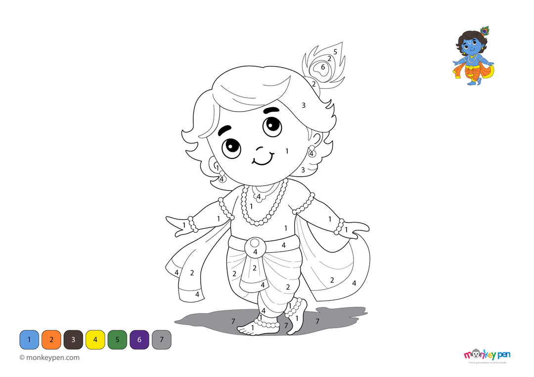 Lord Krishna Color by Number | Free Printable Download