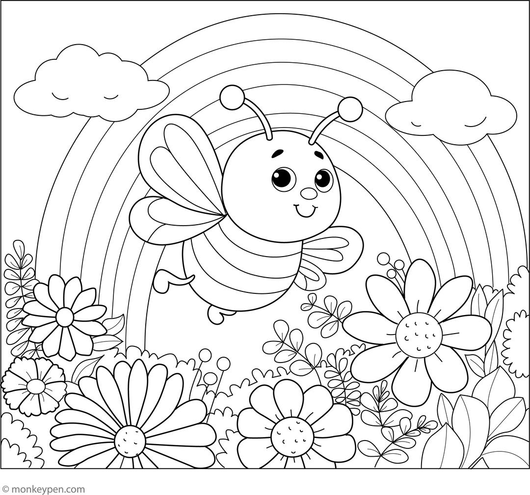 Bees Coloring Book - Free Printable PDF for Kids