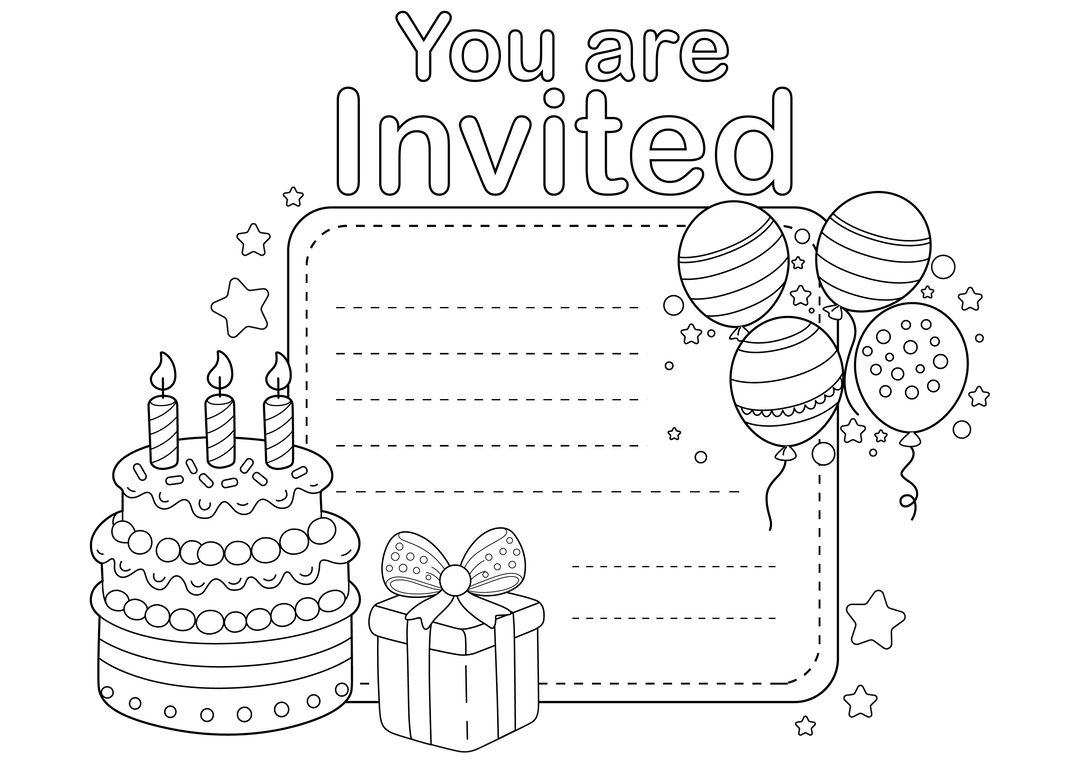 Birthday Invitation Coloring Page