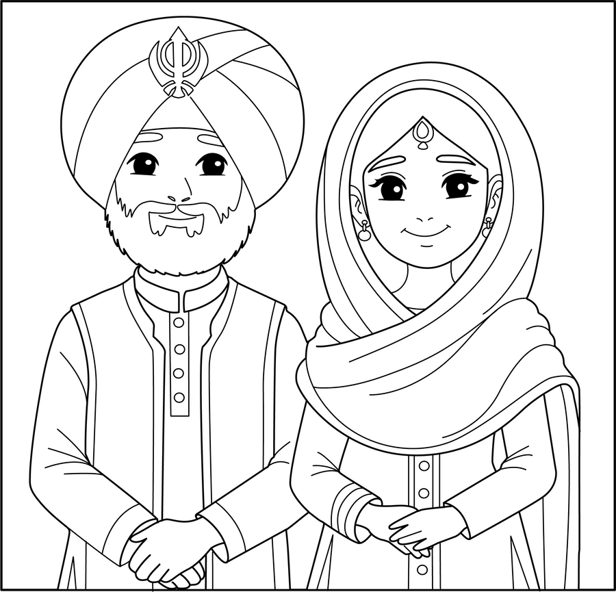 Printable Sikh Costume Coloring Page