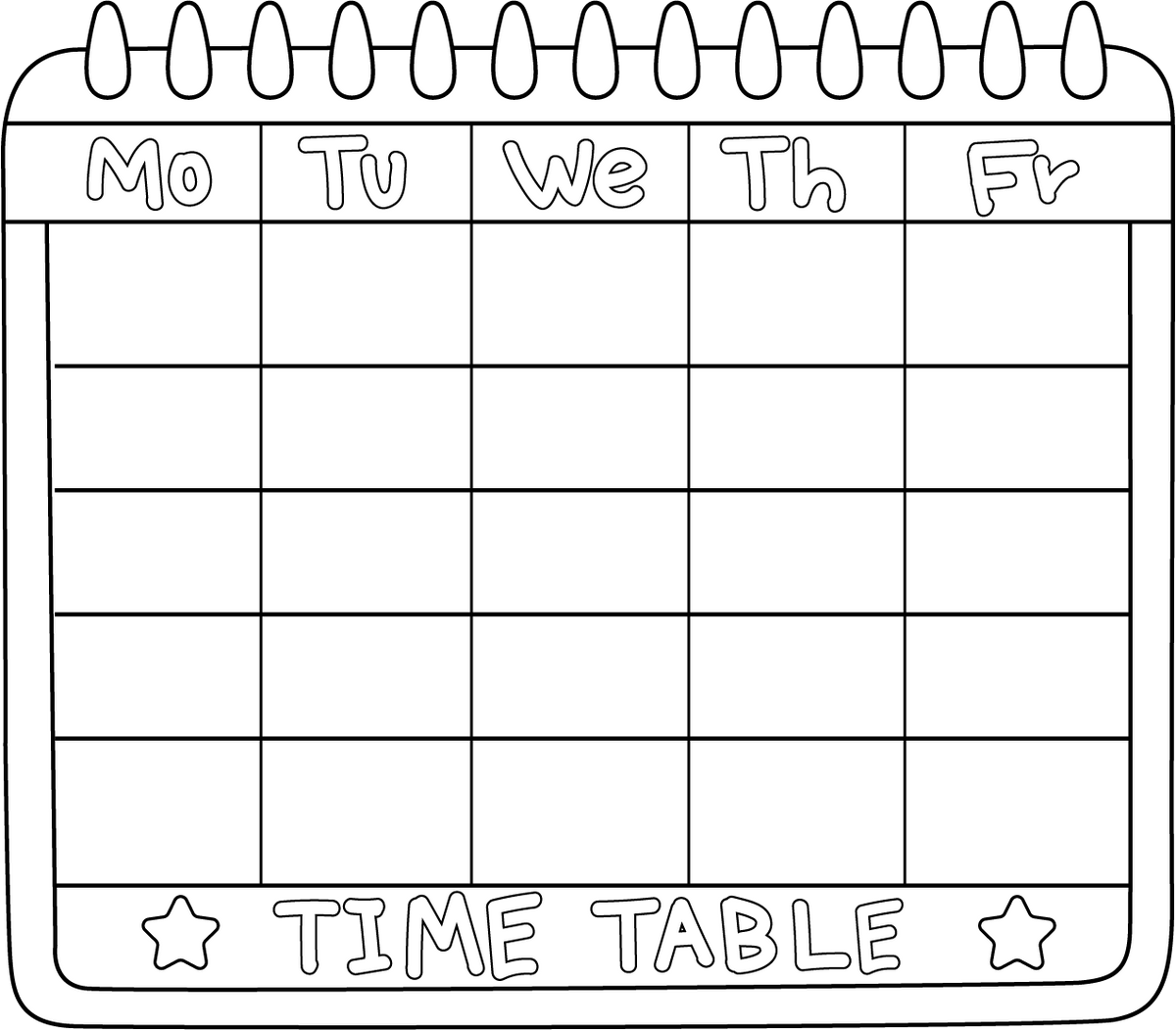 Printable School Timetable Coloring Page