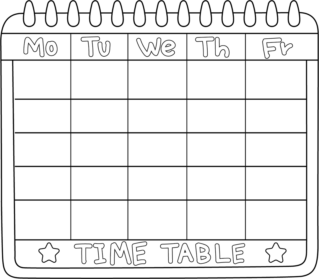 Printable School Timetable Coloring Page