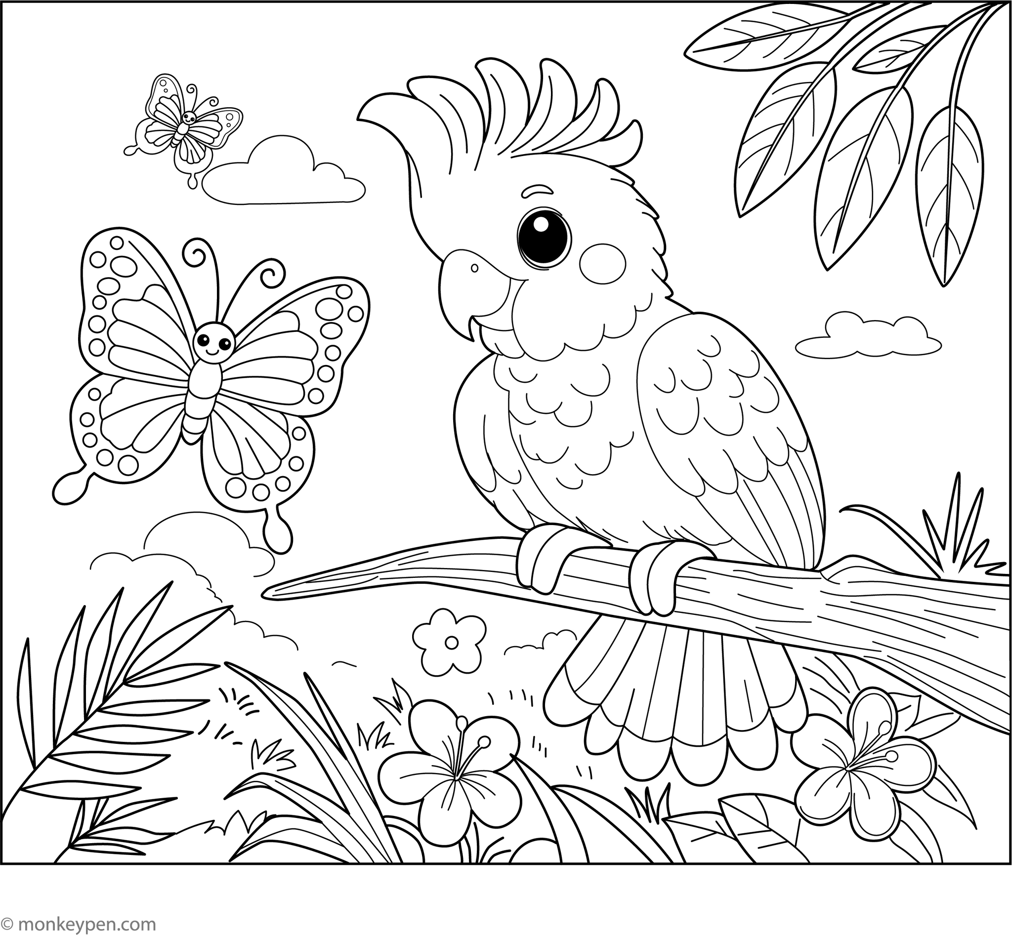Free Printable Cockatoos Coloring Book