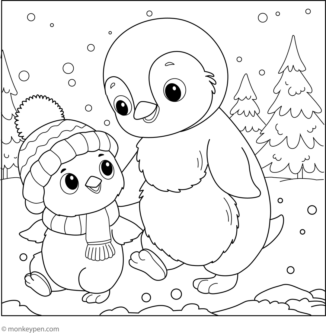 Penguin Coloring Book | Fun Winter Animal Printable for Kids