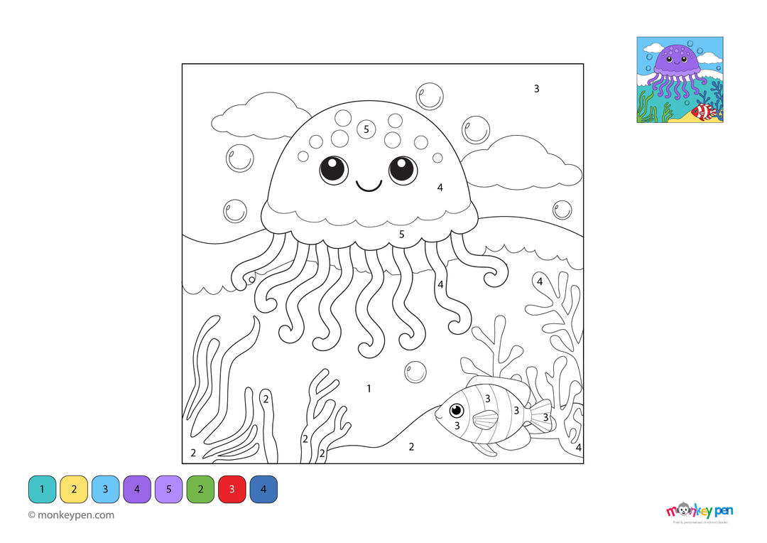Jellyfish Color by Number – Printable Coloring Sheets