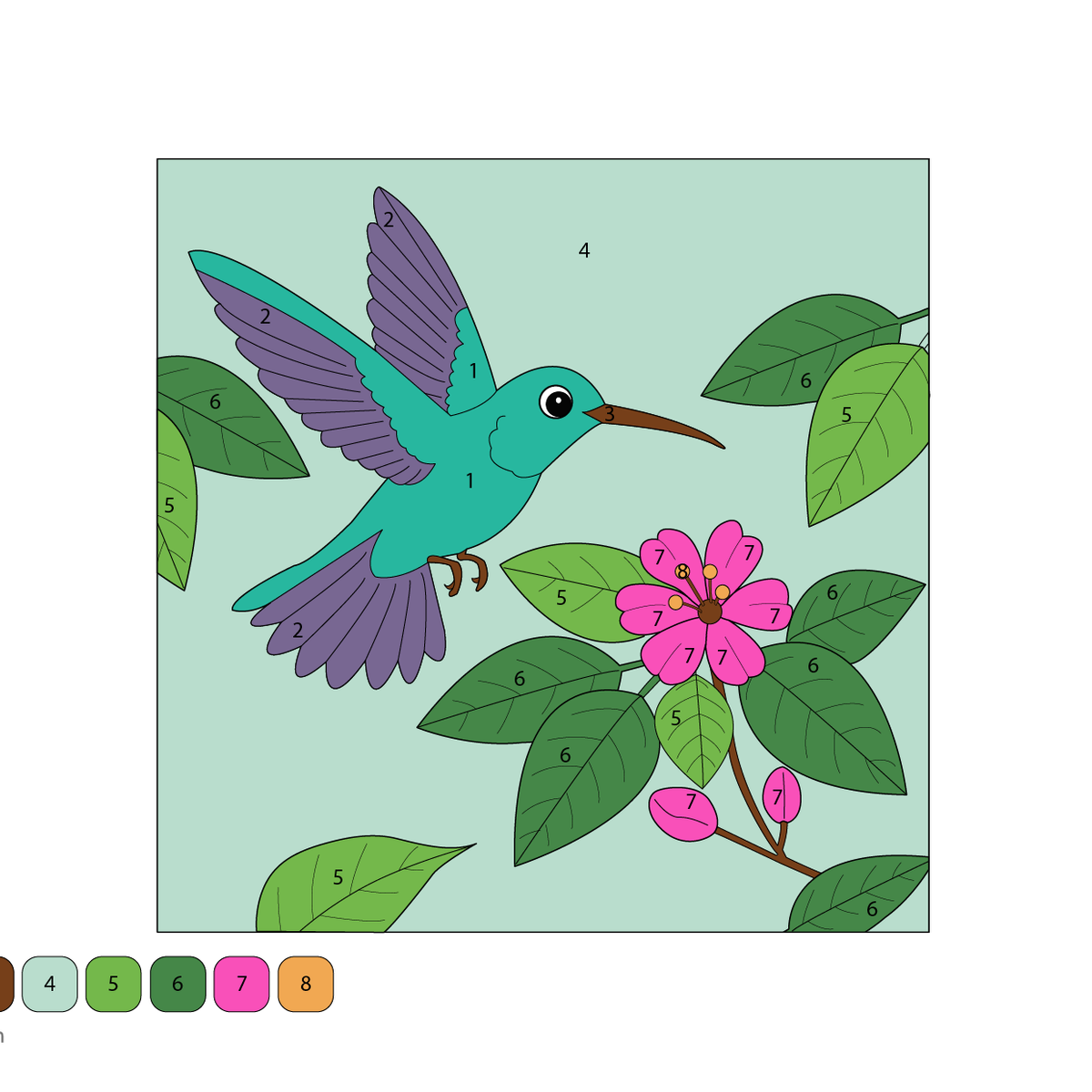 Hummingbird Color by Number – Colour Your World Printables