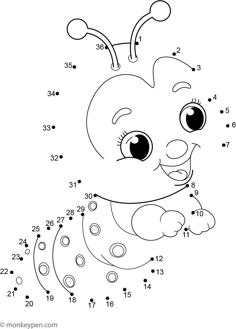 Caterpillar – Printable Dot-to-Dot Activity for Kids