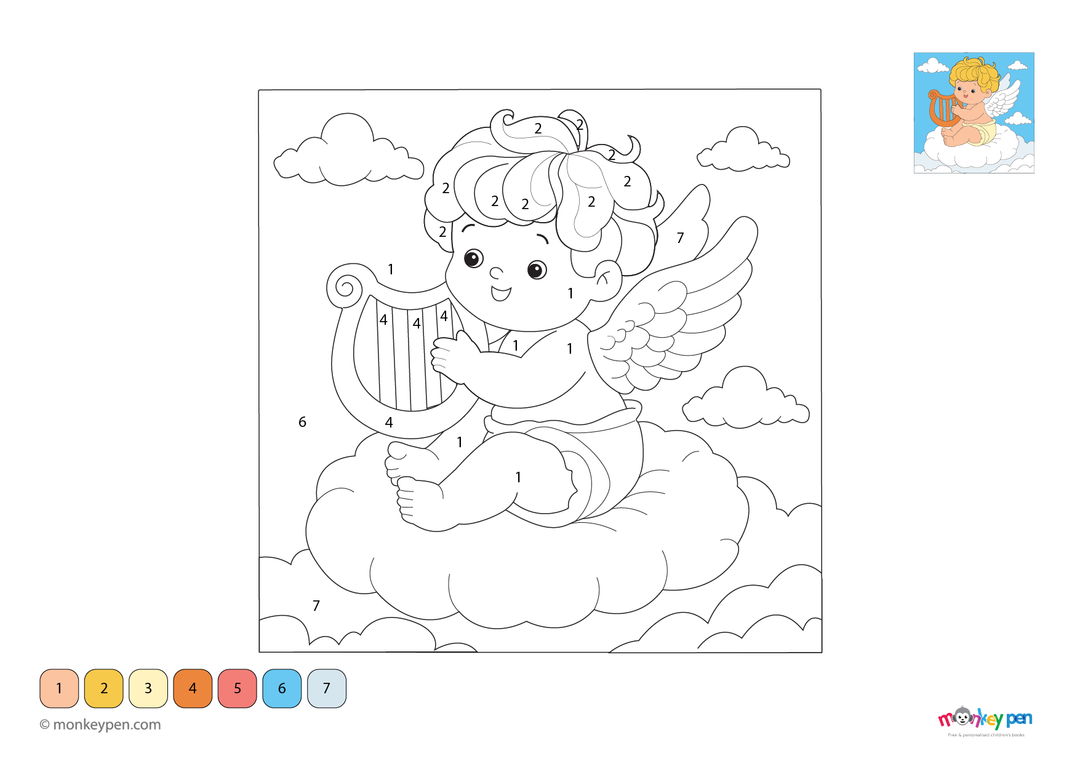 Free Little Cherub Color by Number – Preschool Printable