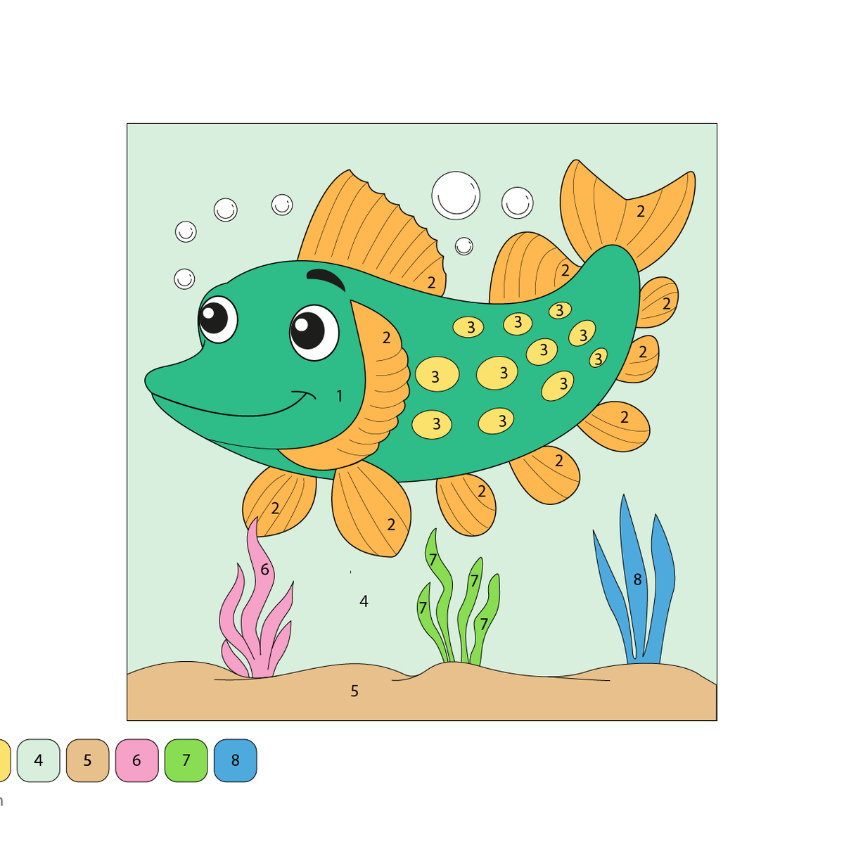 Pike Fish Color by Number – Underwater Nature Fun