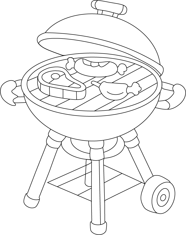 Barbeque Grill Coloring Page For Children