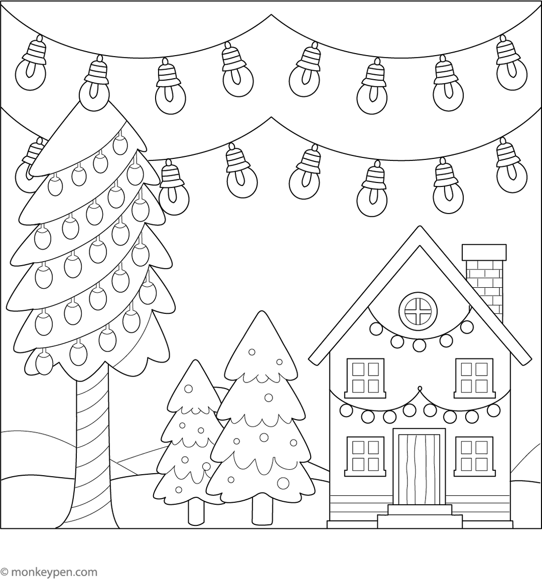 Christmas Lights Coloring Page
