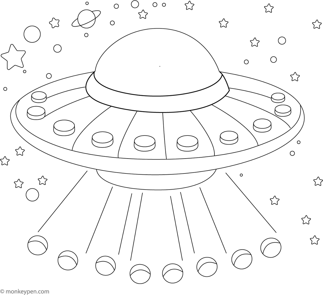 UFO Coloring Page – Free Printable for Kids